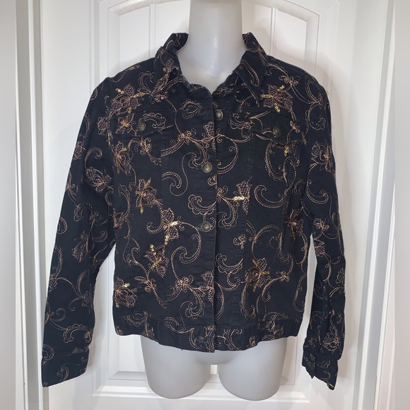 hearts of palm | Jackets & Coats | Hearts Of Palm Black Gold Jean ...